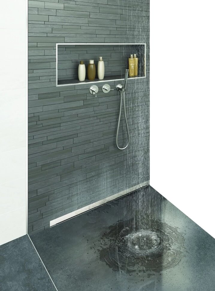 Душевой трап (лоток) Berges Wall 091157 100 см, с решеткой, щелевой, хром