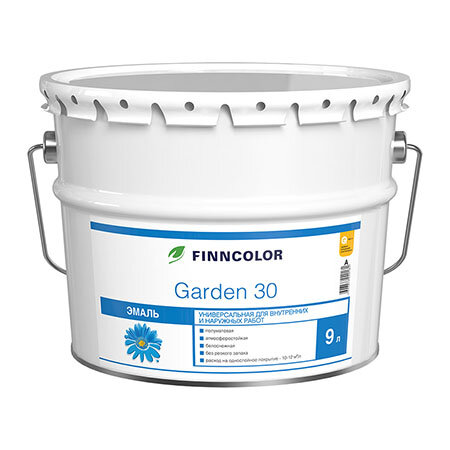 Finncolor GARDEN 30 / Финколор гарден 30 Универсальная полуматовая эмаль база А 9л