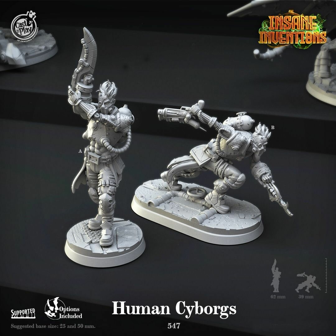 Миниатюра D&D "Набор "Паровые киборги" 2шт. 32 мм (DnD, Dungeons & Dragons, ДнД, Подземелья и Драконы, Pathfinder)