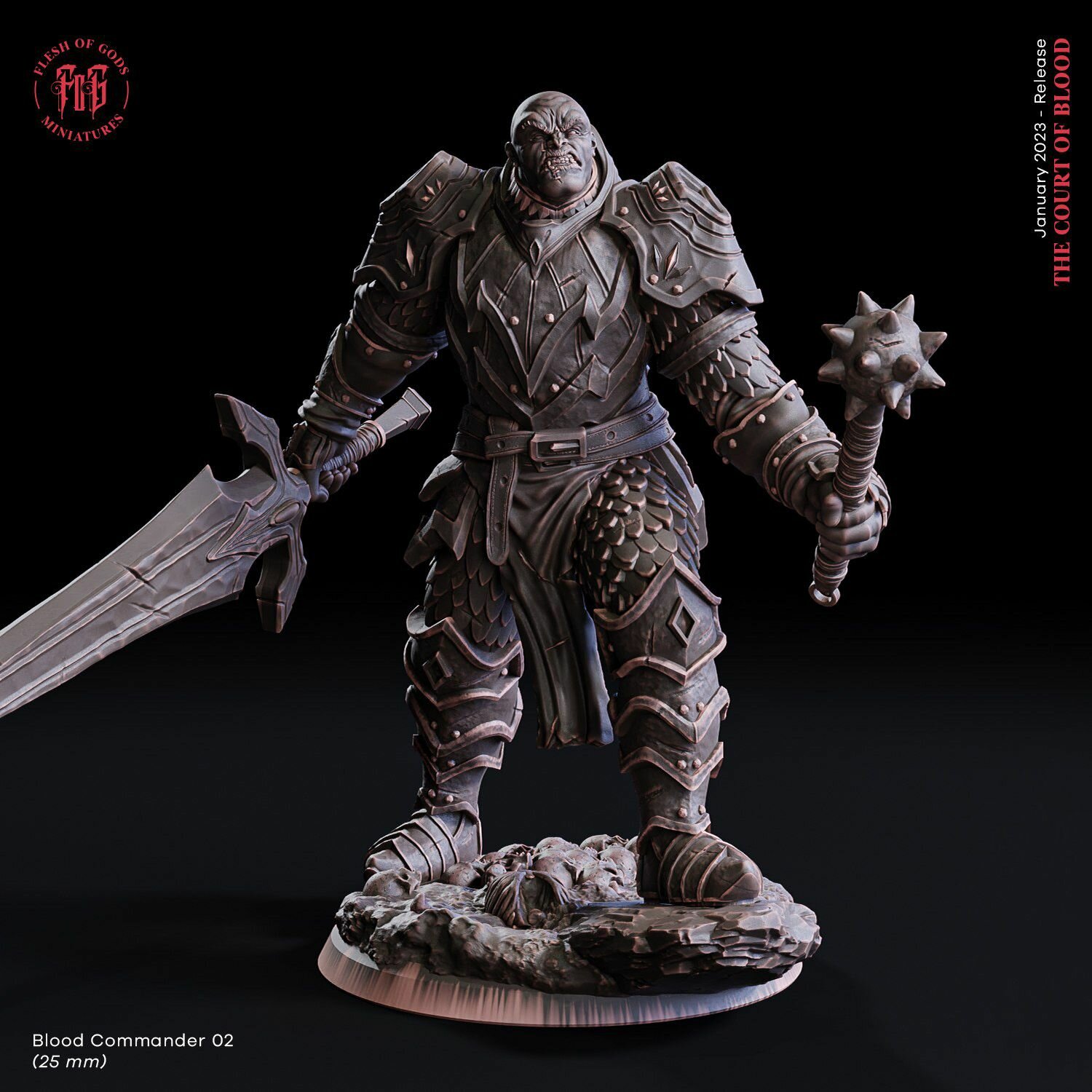 Миниатюра D&D "Кровавый командир B" 32 мм (DnD, Dungeons & Dragons, ДнД, Подземелья и Драконы, Pathfinder)