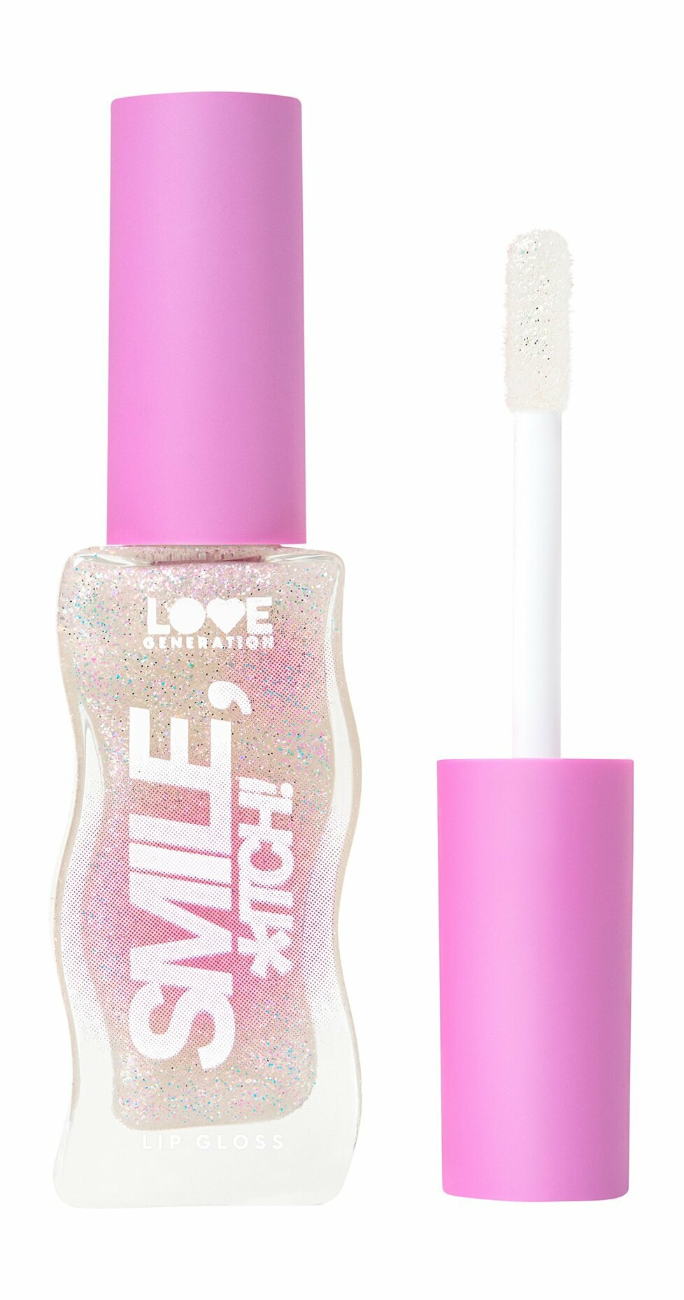 LOVE GENERATION Блеск для губ Smile,*itch! глянцевый, 10 мл, 01 Прозрачный с мерцающими блестками