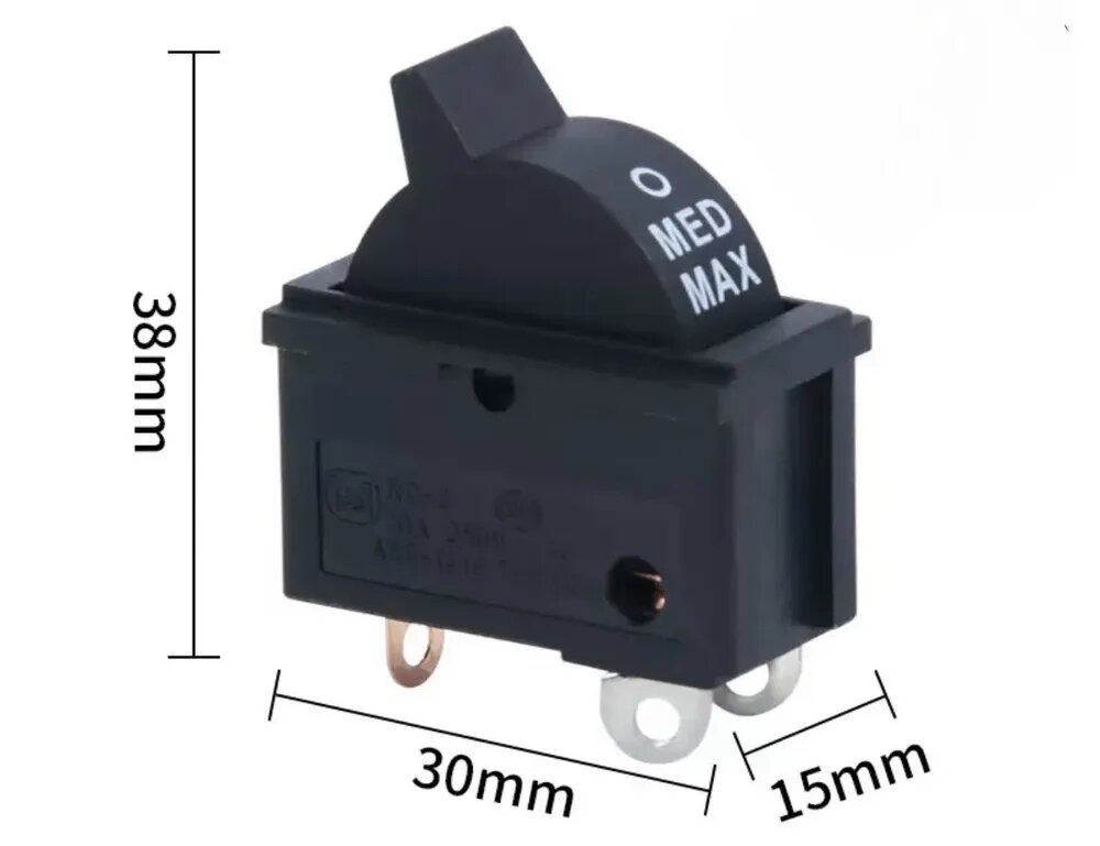 Кнопка / переключатель для фенов, с тремя режимами, черный.