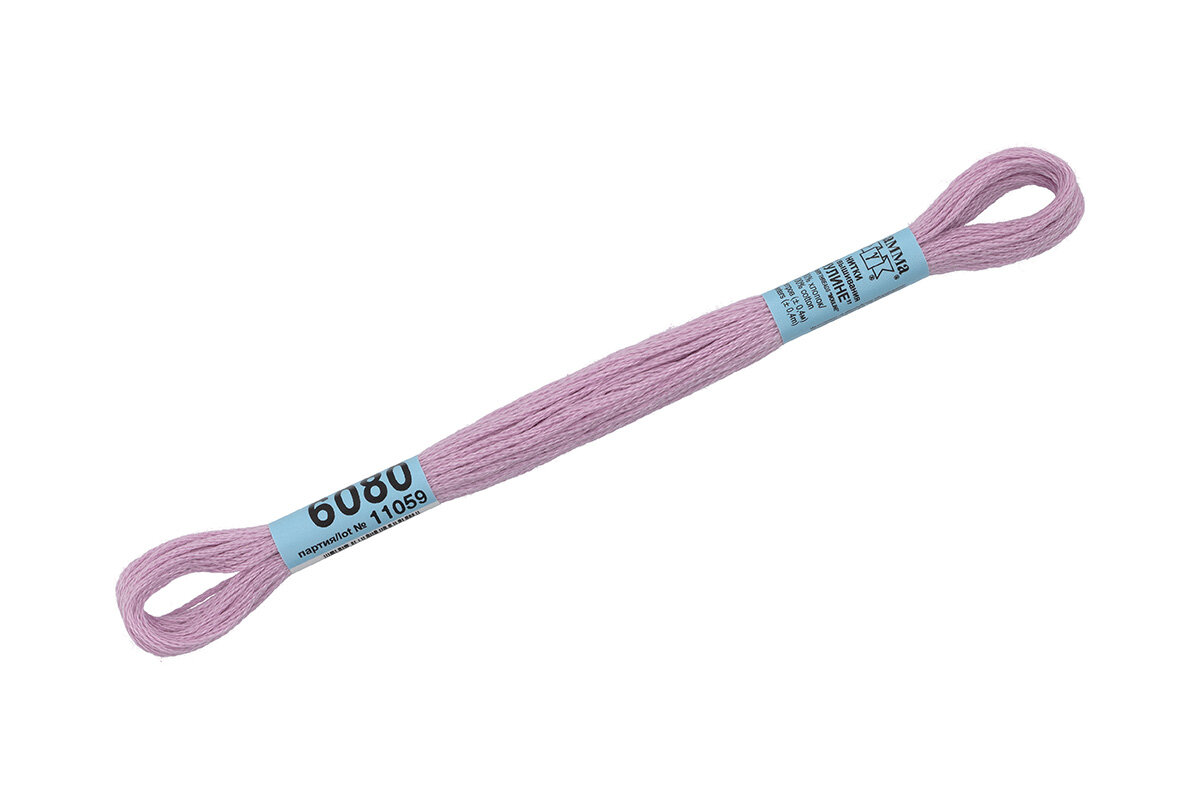 Мулине GAMMA нитки для вышивания 8м. 6080 светло-сиреневый, 1 штука.