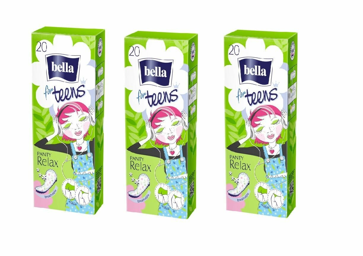 BELLA Прокладки ежедневные экстратонкие For Teens Relax deo, 20 шт - 3 упаковки