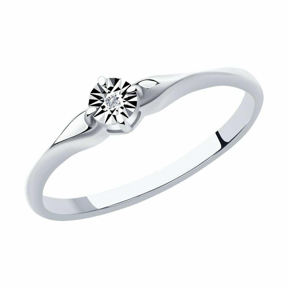 Кольцо, серебро, 925 проба, родирование, бриллиант