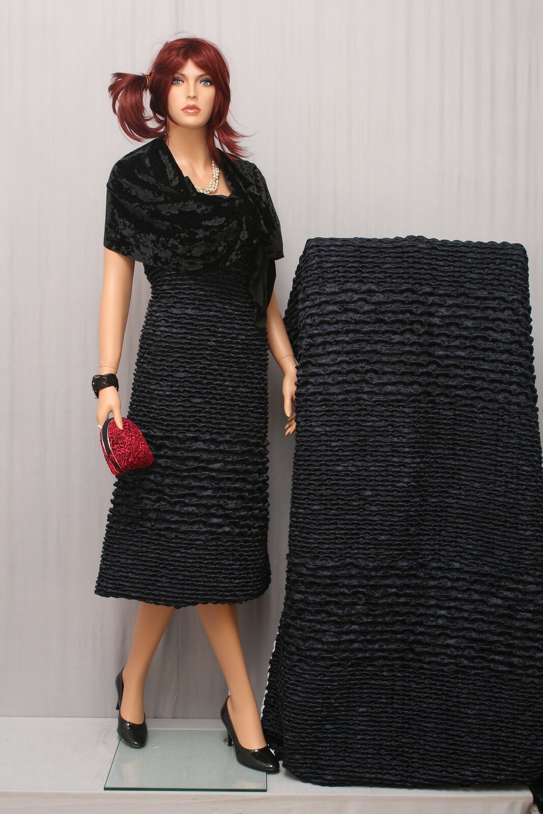 Ткань Клоке-стрейч для верхней одежды тёмно-синее, 400 г/пм, ш100см, 0,5 м