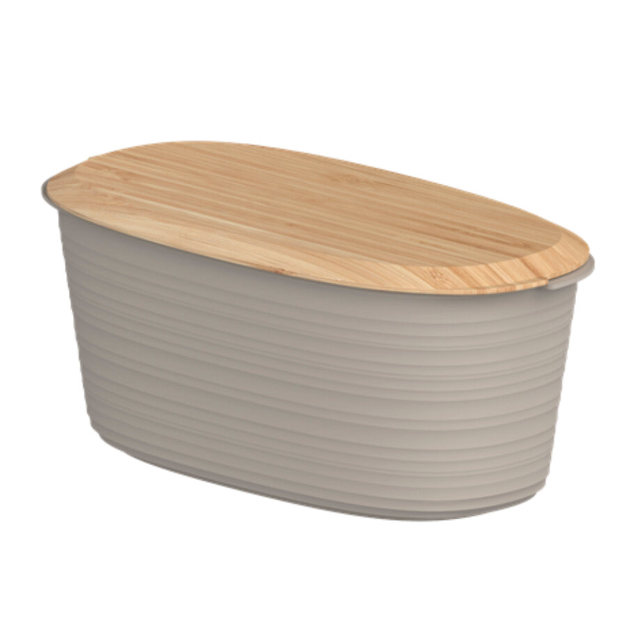 Хлебница с бамбуковой крышкой Guzzini Tierra, 31,5х16,4х12,9 см, серо-бежевая
