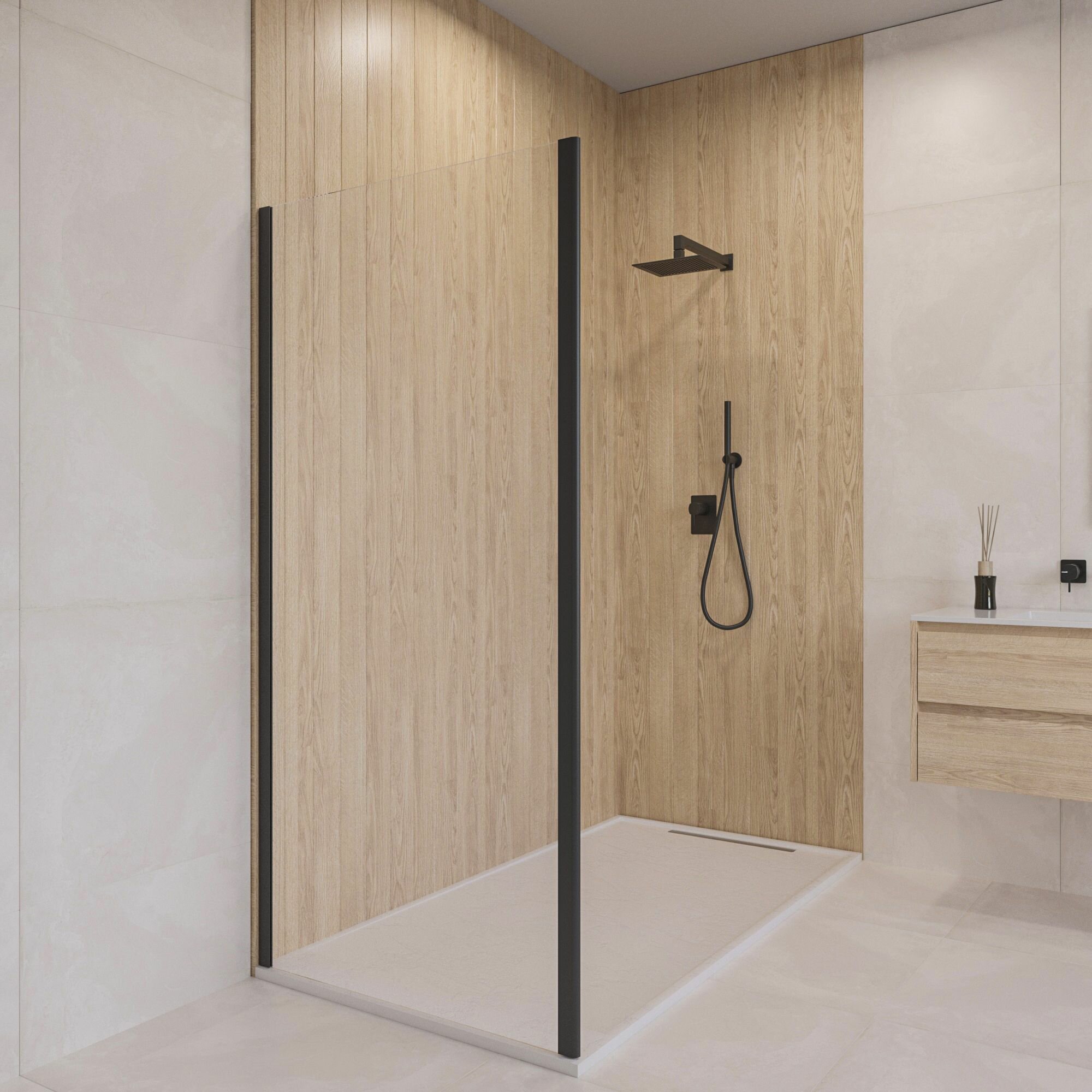 Боковая панель для душевого ограждения RGW Z-050-5-B 70 Черный, Прозрачное