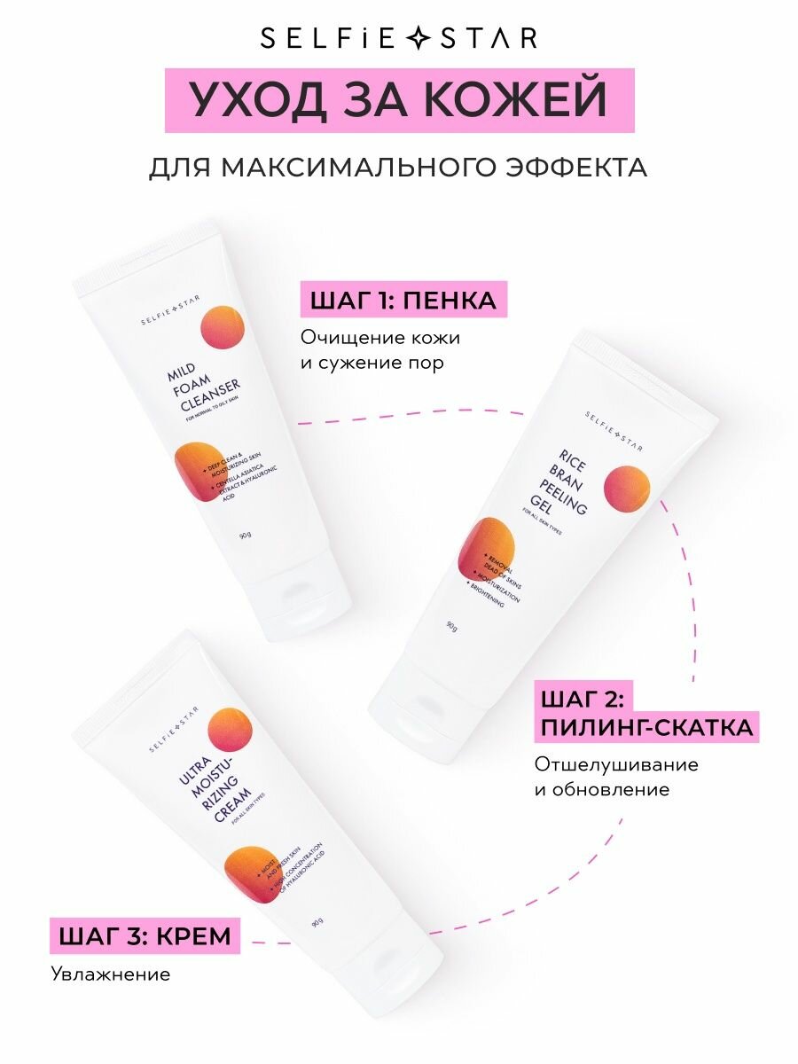 Selfie Star Пилинг-скатка для лица с Рисовыми отрубями и экстрактом Кизила , 90 гр — фото 1