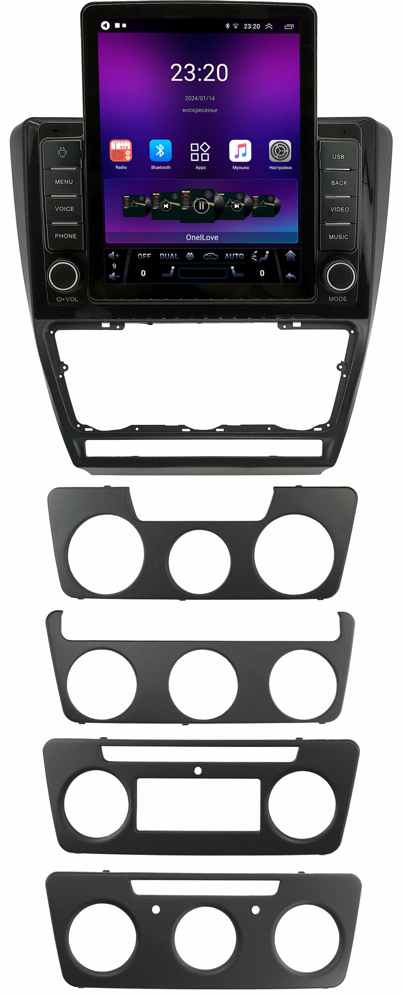 Штатная магнитола Skoda Octavia A5 2004-2013 (черная, матовая) Canbox GTR095-10-1217 Android 10 (QLed, 4/64, DSP, CarPlay)