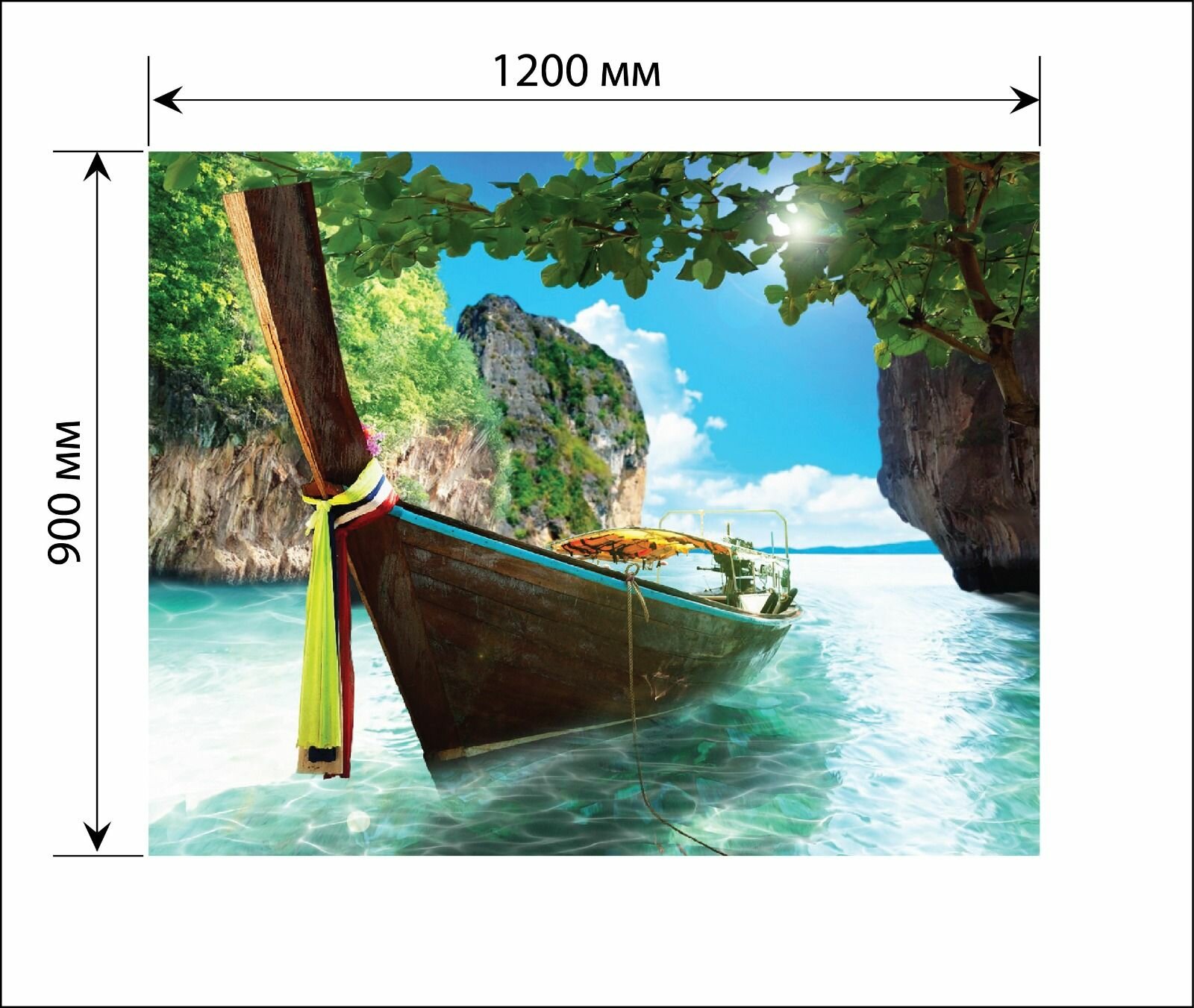 Плитка панно "Тайланд" настенная 3Д стеклокомпозитная со стереоскопическим дизайном 90 x 120 см