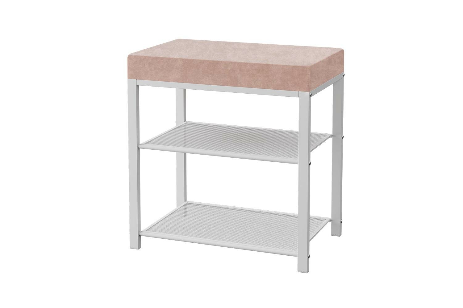 Банкетка в прихожую Торонто 47х49х30 см, с полками для обуви, цвет бежевый, белый