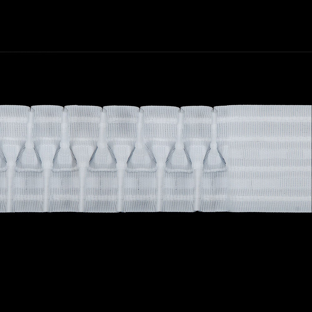 Шторная лента с петлями для крючков 6см*50м 'Вафельная складка', 2 ряда петель, 4 шнура, белая, Айрис
