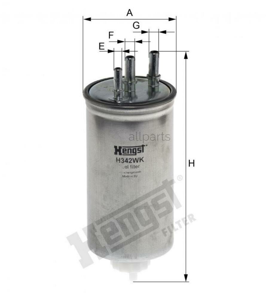 HENGST FILTER H342WK фильтр топливный!\ Renault Logan 1.5DCi 07>
