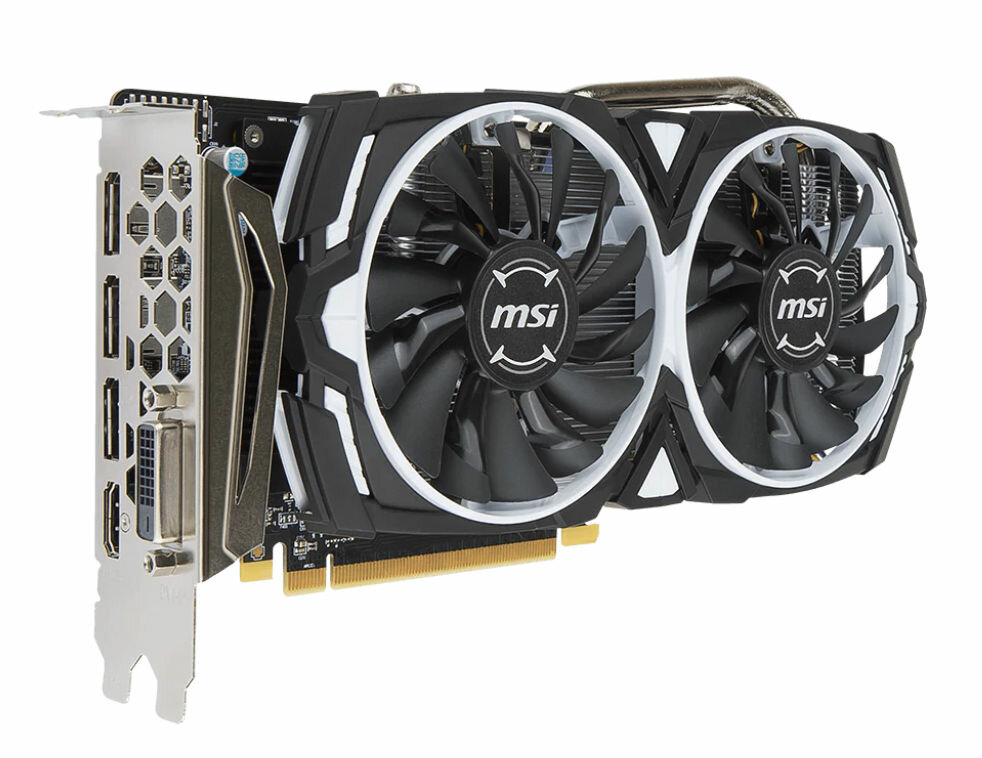 Видеокарта MSI Radeon RX 570 1268Mhz PCI-E 3.0 4096Mb 7000Mhz 256 bit DVI HDMI HDCP RX 570 ARMOR 4G OC