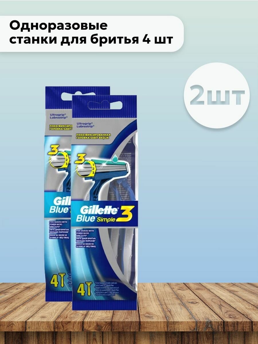 Набор 2 шт Gillette Blue3 Simple Одноразовые станки
