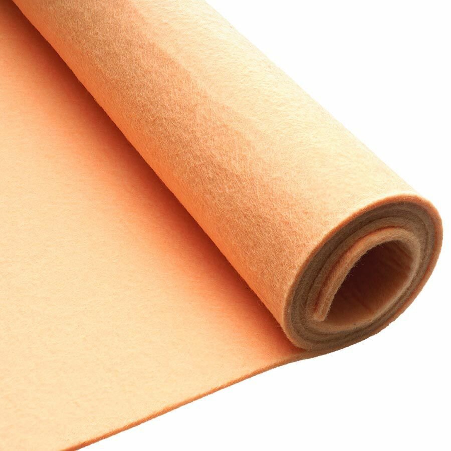 Фетр однотонный твердый 3 мм в рулоне 100 х 100 см, бежевый С43, плотность 450 г/м2