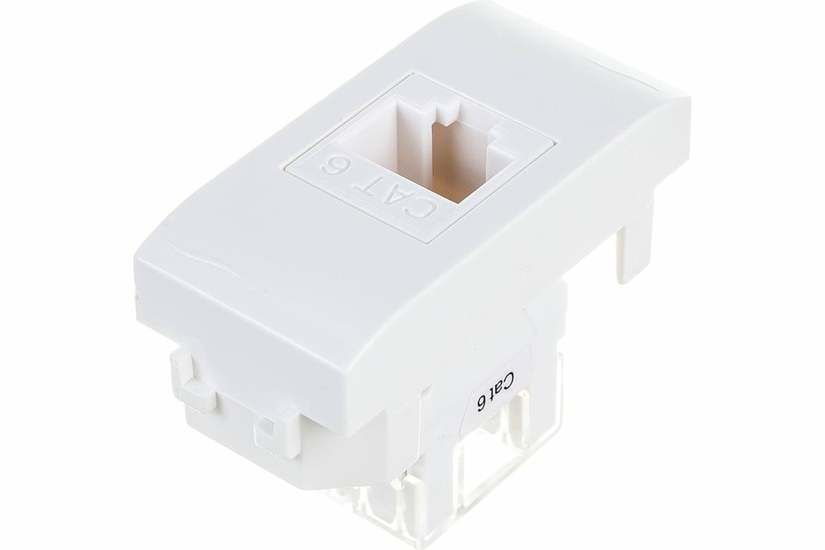 DKC Brava Компьютерная розетка 1 модуль RJ45 Cat.6 белая настенная сетевой вход