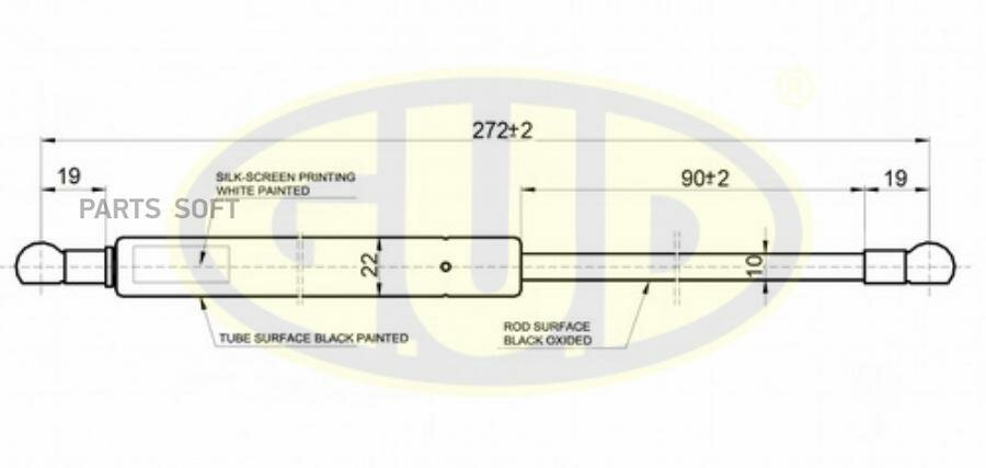 Амортизатор багажника AUDI 80, 80 QUATRO (89,8A) 09/86-09/91 670N L=272/90MM G.U.D арт. GGS020144