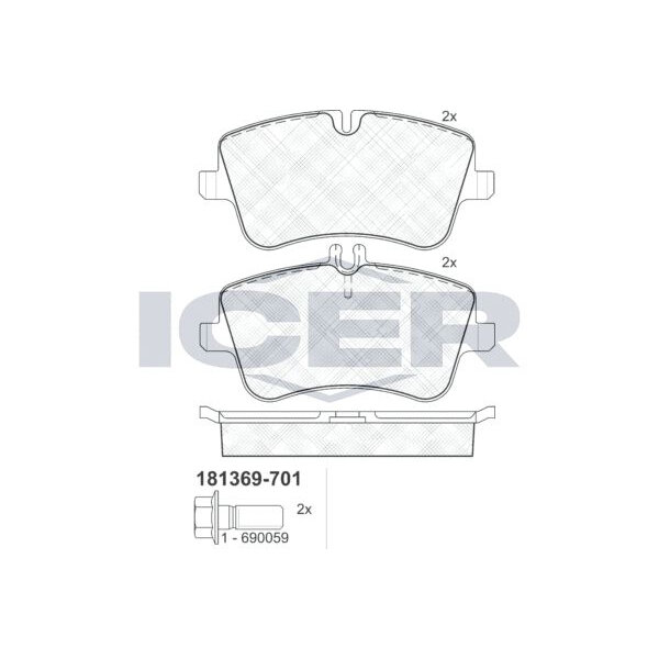 Колодки тормозные дисковые комплект Mercedes Benz, ICER 181369-701 (1 шт.)