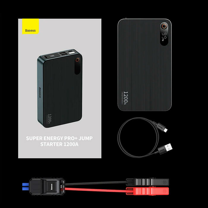 Автомобильное пусковое портативное устройство, бустер BASEUS 12000мАч 1200A