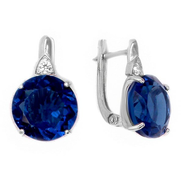Серьги, серебро, 925 проба, родирование, кристалл, фианит
