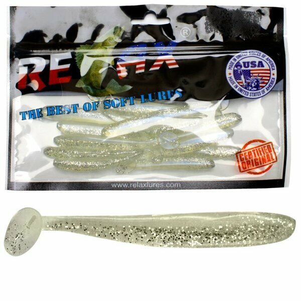Мягкая силиконовая приманка риппер RELAX BASS 3 7,5cm 4,9g цвет L589 (Clear-silver Glitter, Light Blue Pearl) 1 уп. по 10 шт.