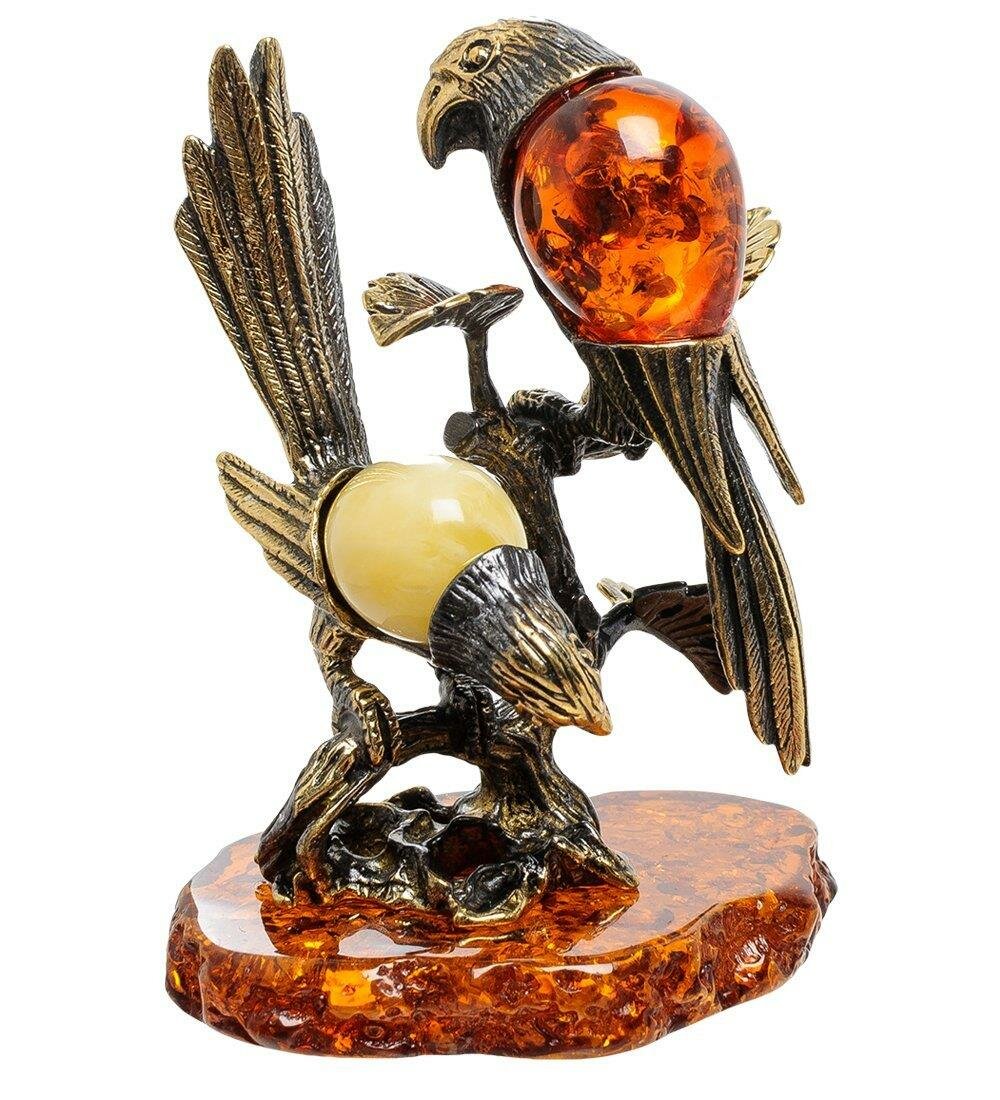 Фигурка Попугаи (латунь, янтарь) A2102395 Народные промыслы, бронзовый