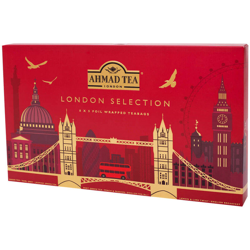 Подарочный набор чая Ahmad Tea "London Selection", 8 вкусов, 40 фольг. пак, карт. коробка, 307923
