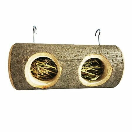 Родные места Кормушка подвесная с сеном из массива липы или березы, для грызунов, подвесная, 17 см, D отверстия 4 см