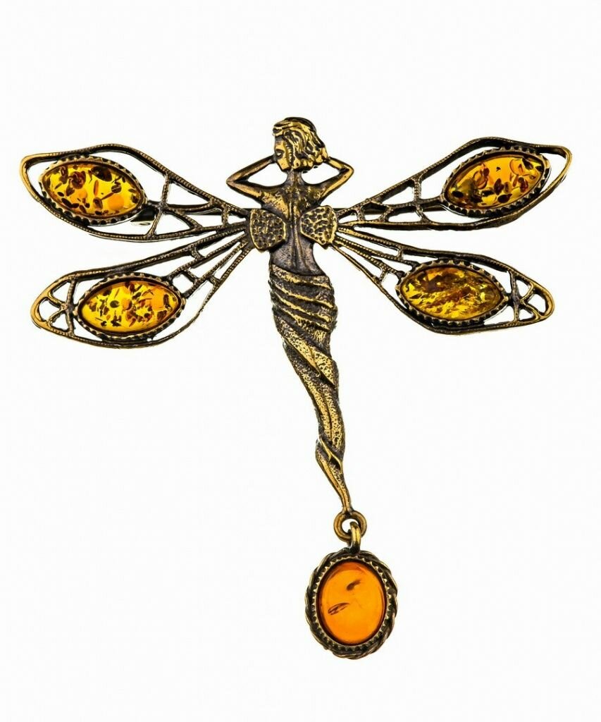 Брошь, янтарь