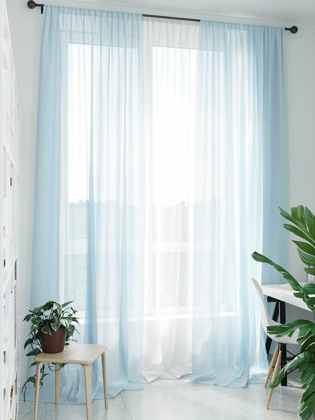 Тюль для комнаты AT HOME / 150х260 см / Мирела (голубой) - 260 см