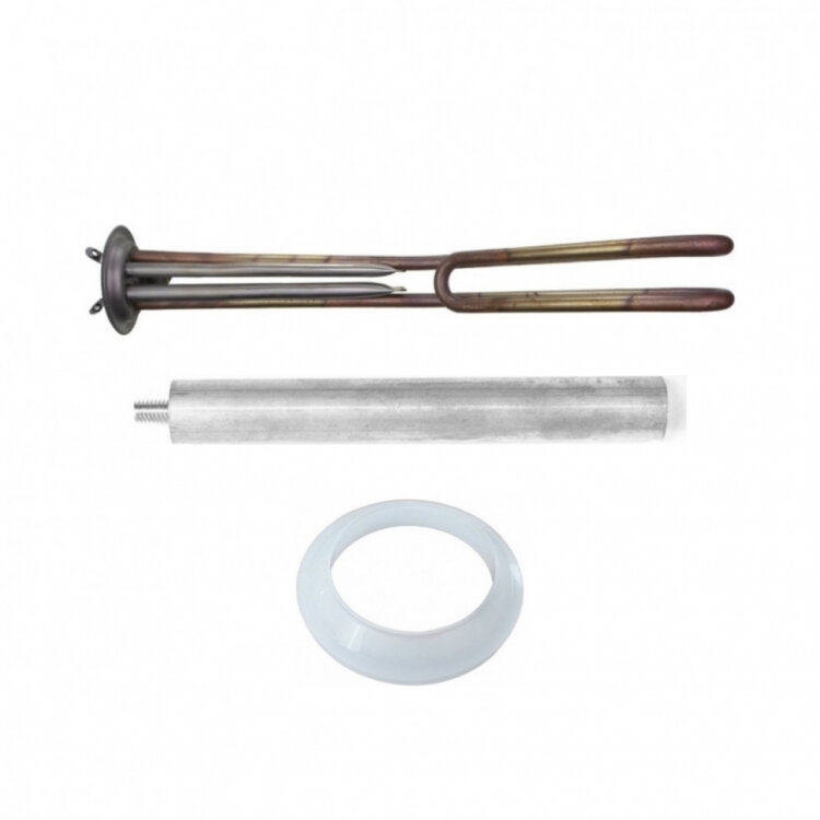 Комплект ТЭН 2кВт (2000Вт) RF для горизонтального водонагревателя Timberk, ATT, Etalon, Thermex RZL 200, 300 + прокладка + анод, 10063K