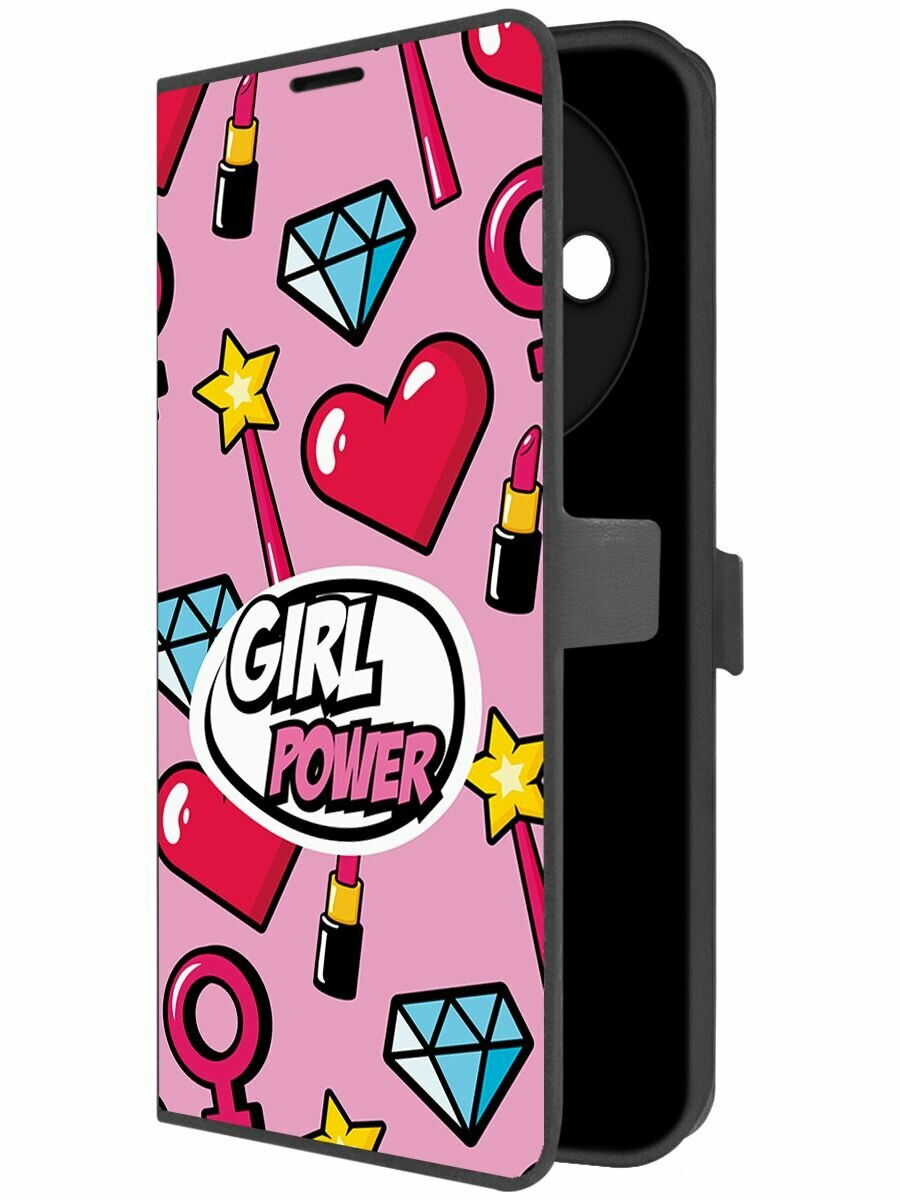 Чехол-книжка Krutoff Eco Book для Xiaomi Redmi A3 Girl Power (черный)