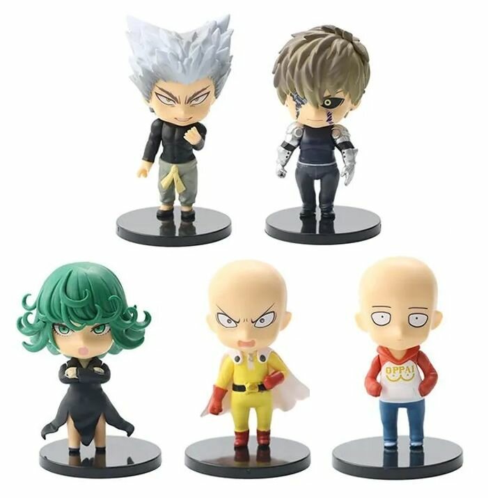 Набор фигурок Ванпанчмен Сайтама / One Punch Man Saitama 5шт (9-11см) set A