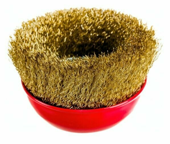 Щетка-крацовка чашечная для УШМ , латунированная проволока, 125 мм, GROSSMEISTER