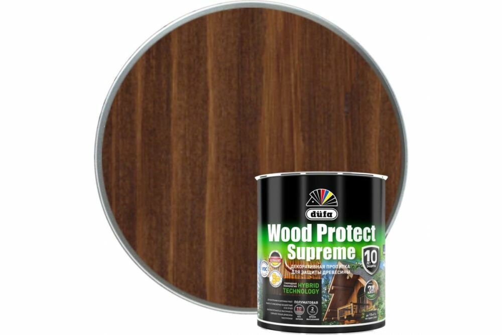 Пропитка по Дереву Dufa Wood Protect Supreme 0.75л Орех, Гибридная для Внутренних и Наружных Работ / Дюфа Вуд Калор Суприм.