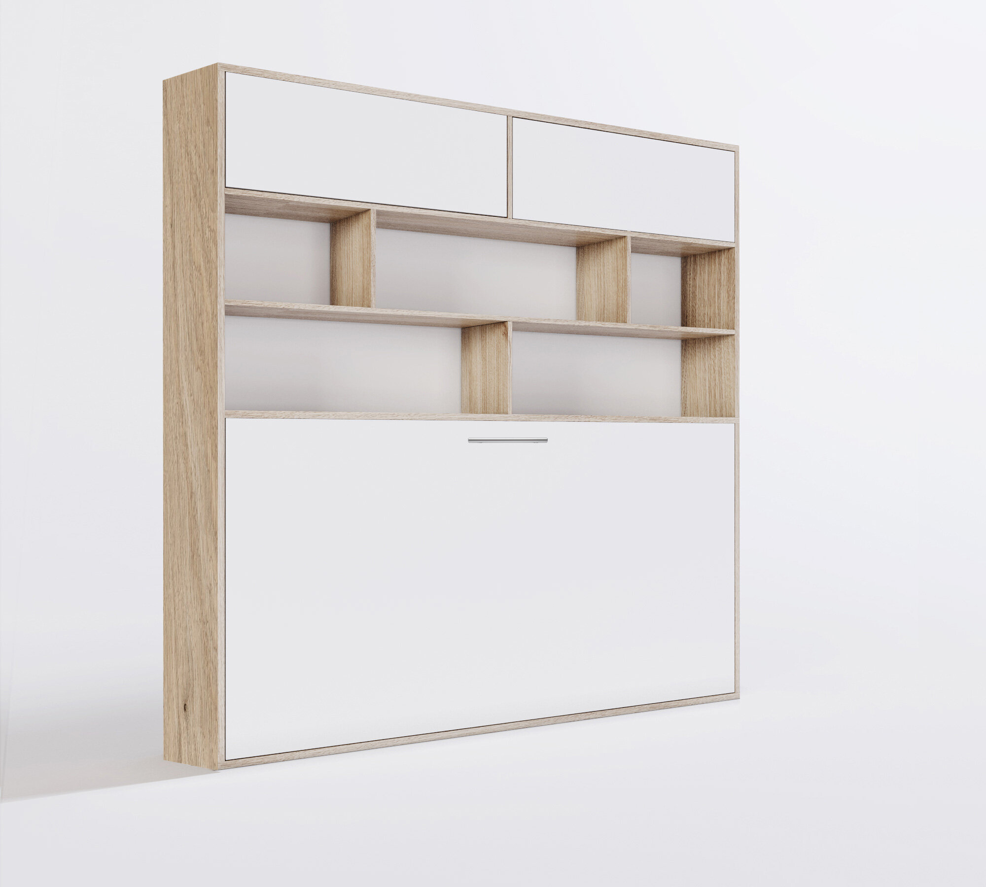 Односпальная шкаф-кровать трансформер с антресолью, полками, складным подголовником Бранда Форма Сканд