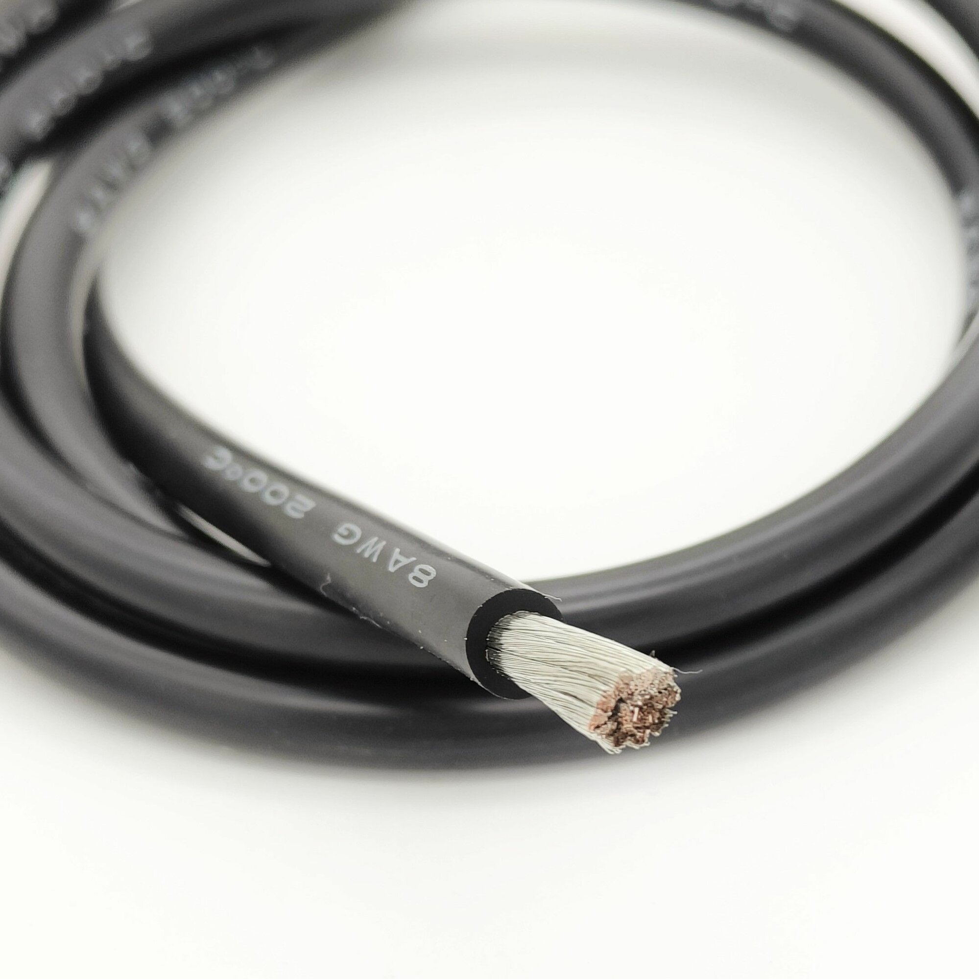Провод силиконовый 8AWG/8.3кв. мм, лужёная медь 1650*0.08мм, чёрный 1 метр