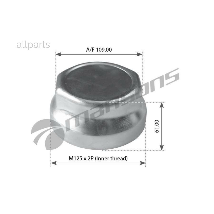MANSONS 300078 крышка ступицы! (алюм.) M125x2 внутр. SW105 \BPW-ECO(6.5-9Т)