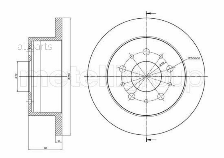 METELLI 23-0952C Диск тормозной задн. Fiat Ducato (94-) 230 244 250