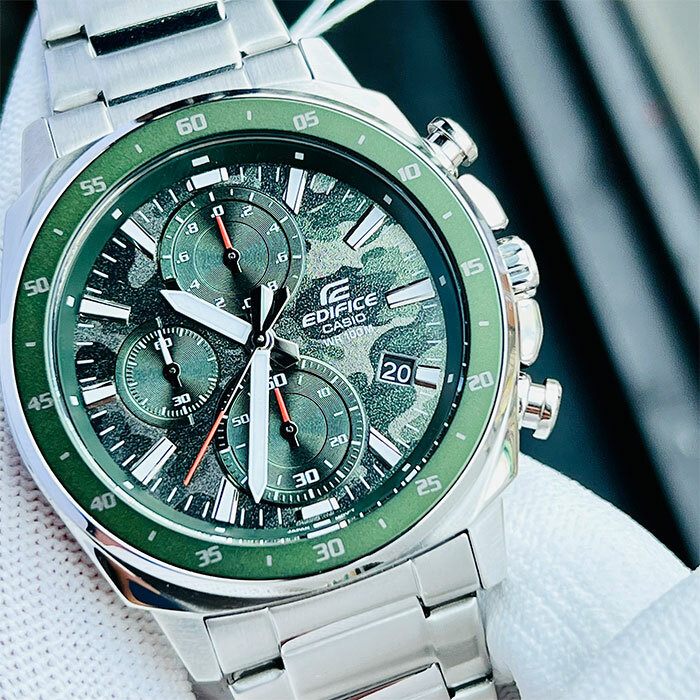 Наручные часы CASIO Edifice, зеленый, серебряный — фото 1
