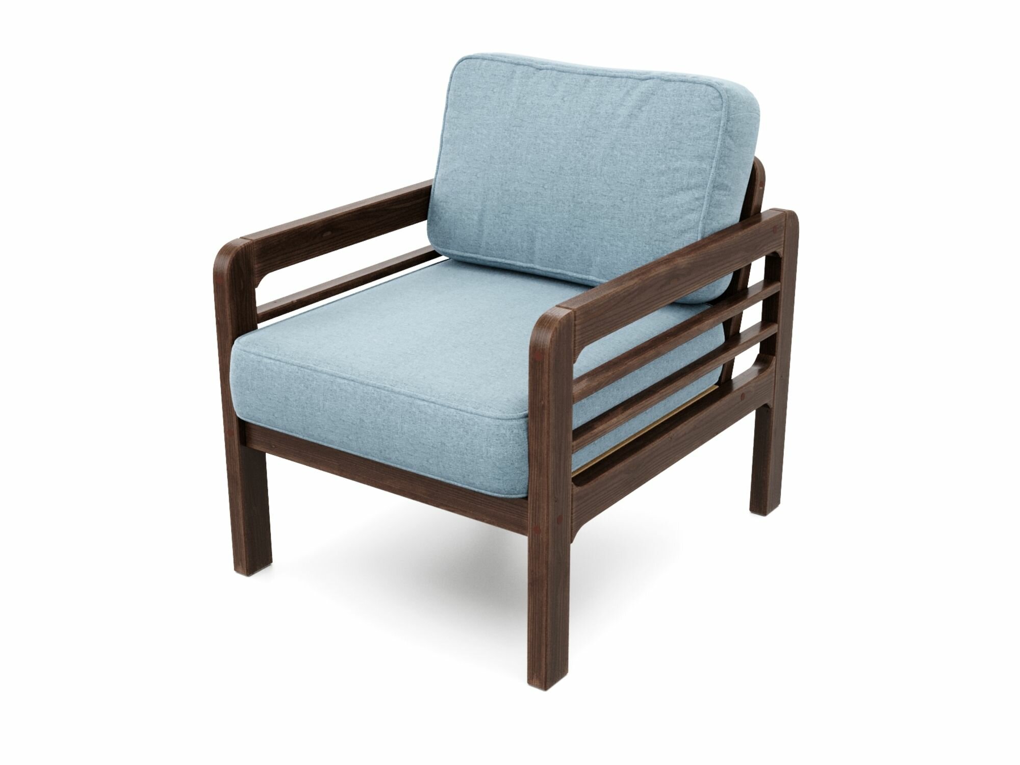 Садовое кресло Arsko Бергер-С, синее-орех, рогожка, массив дерева, с подлокотниками, садовое, на дачу, скандинавский лофт