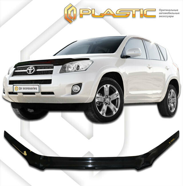 Дефлектор капота для Toyota Rav4 2009 Черный глянцевый СА Пластик