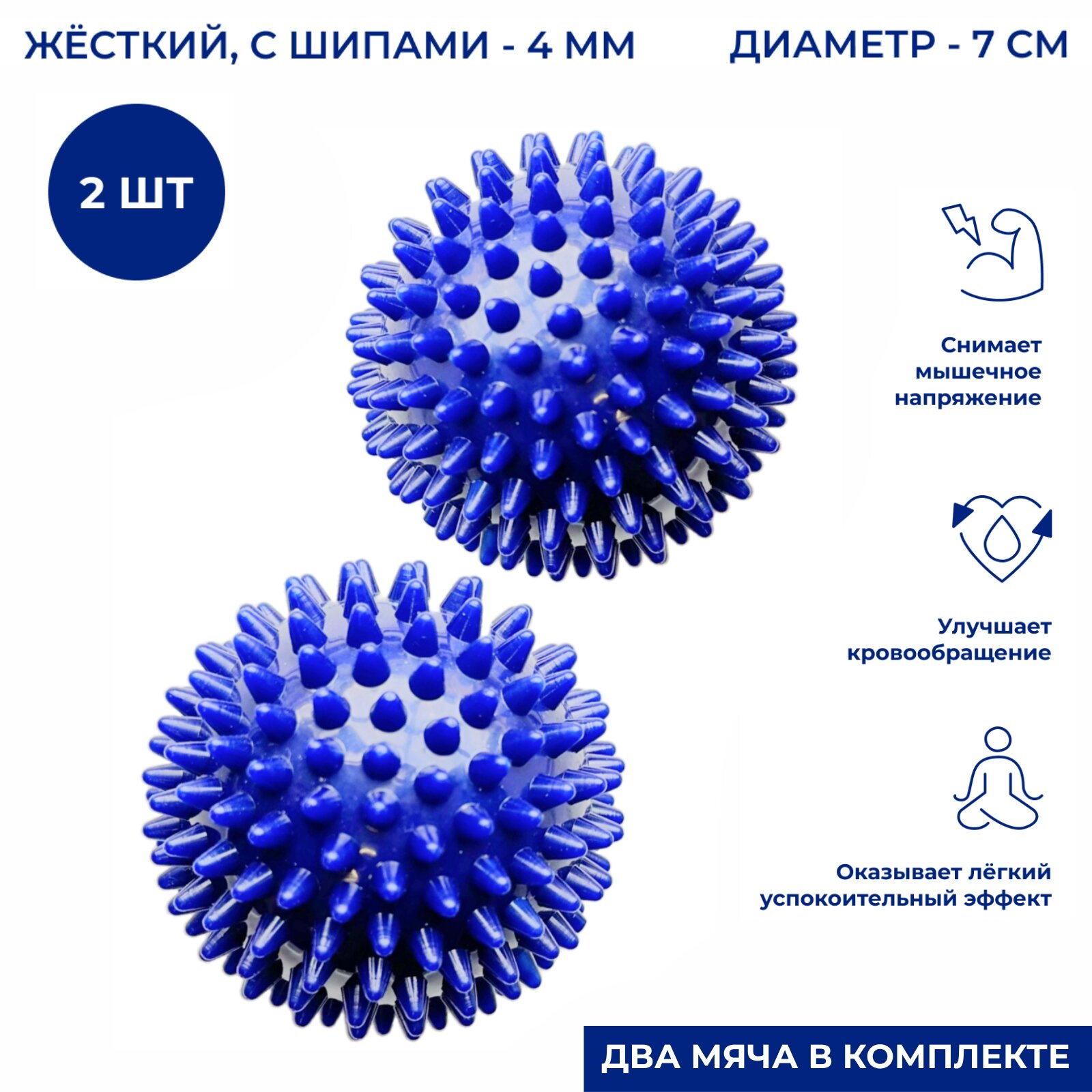 2 мяча массажных синих