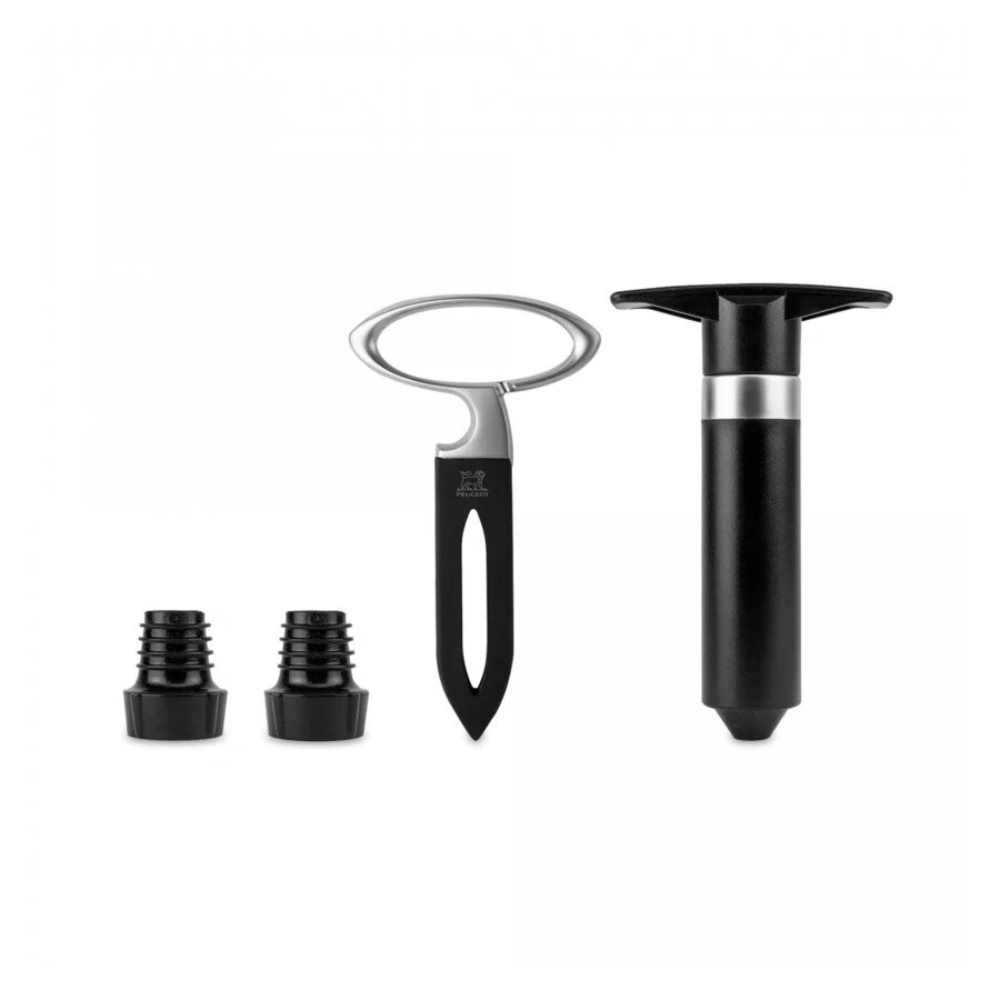 Набор для вина Peugeot Mathus+ Epivac 4 предмета, сталь нержавеющая, черный, п/к