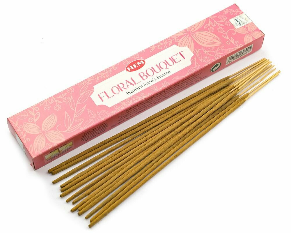 FLORAL BOUQUET Premium Masala Incense, Hem (цветочный букет премиум масала благовония палочки, Хем), уп. 15 г.