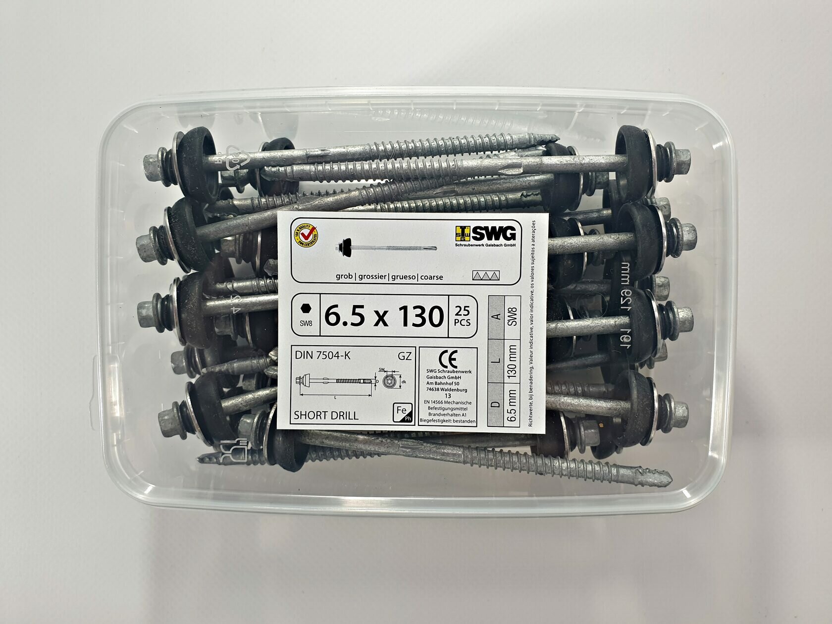Шуруп для фиброцементной плиты (шиферный) DIN 7504-K 6.5x130 (25 pcs) SWG , Германия