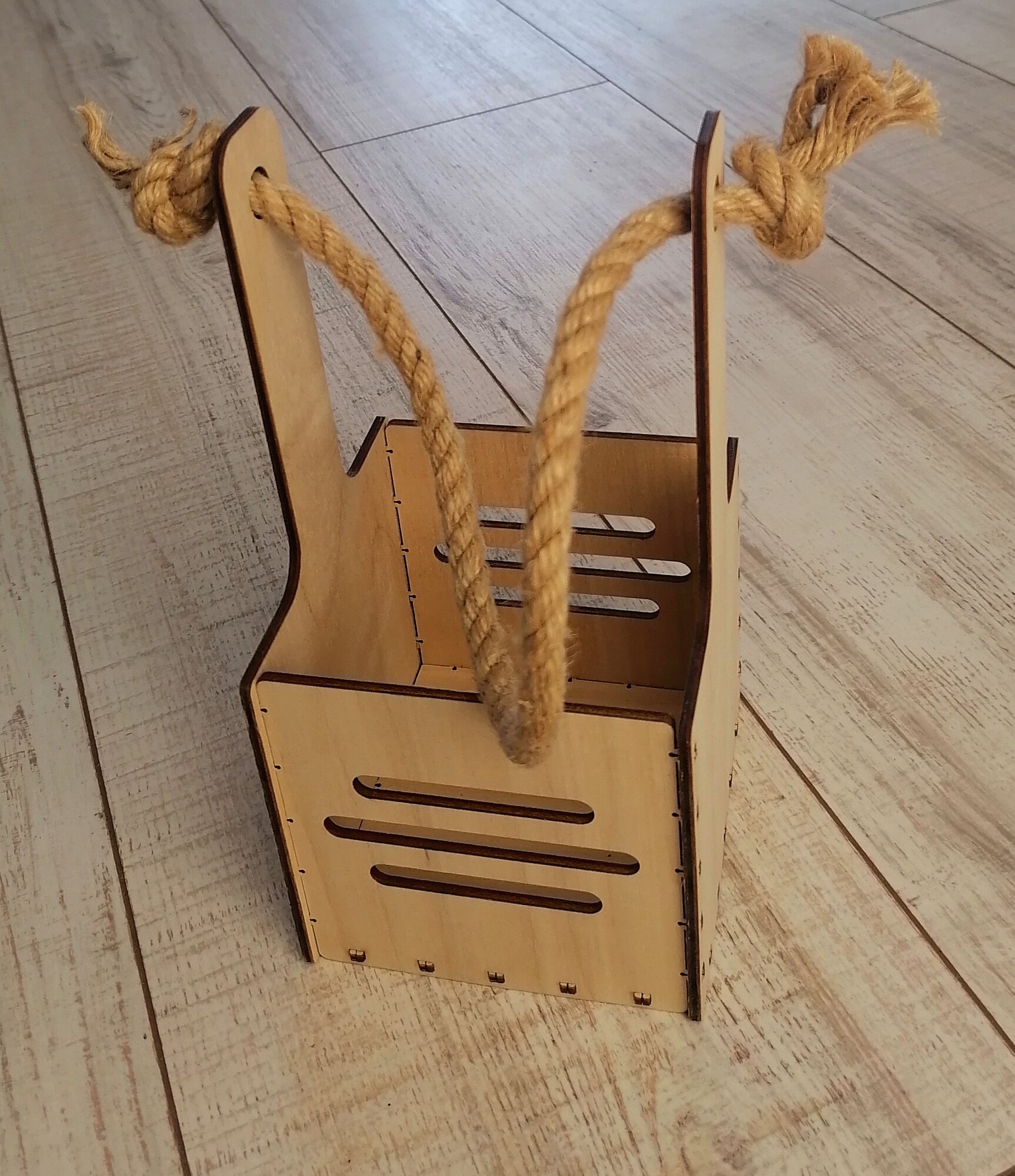 Деревянная заготовка Корзинка кашпо декоративная 11х11х22,5 см с ручками / 2шт