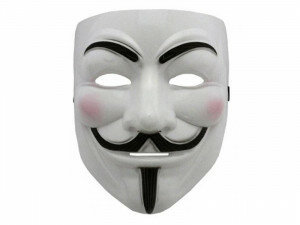Маска ГАЯ фокса Анонимуса, карнавальная, белая, пластик, без размера